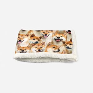 AILONEN Shiba Inu Dog Blanket for Kids Adults, Cute Puppy Plush Blanket Shiba Inu Animal Print, Double Sided Blanket Sherpa Throw Print Flannel Fleece (47 x31 Inches)