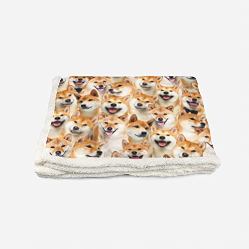 AILONEN Shiba Inu Dog Blanket for Kids Adults, Cute Puppy Plush Blanket Shiba Inu Animal Print, Double Sided Blanket Sherpa Throw Print Flannel Fleece (47 x31 Inches)