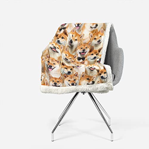 AILONEN Shiba Inu Dog Blanket for Kids Adults, Cute Puppy Plush Blanket Shiba Inu Animal Print, Double Sided Blanket Sherpa Throw Print Flannel Fleece (47 x31 Inches)