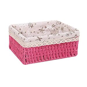 n/a hand-woven rattan desktop sundry snacks storage basket fabric rattan cosmetics household storage basket (color : d, size : 26.5 * 20.5 * 12cm)