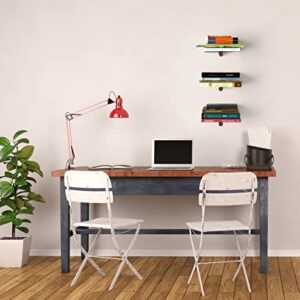 Decorative Invisible Floating Bookshelf with Wooden Rod, Wall Mounted Metal Book Organizer Shelf, for Home, Office, Library, Study, Livingroom, Bedroom, Set of 3 Walnut.