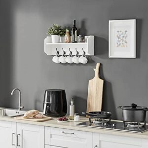 Danya B. Entryway Floating Utility Wall Shelf with Hooks – Wall Mounted (White)