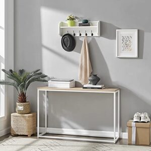 Danya B. Entryway Floating Utility Wall Shelf with Hooks – Wall Mounted (White)