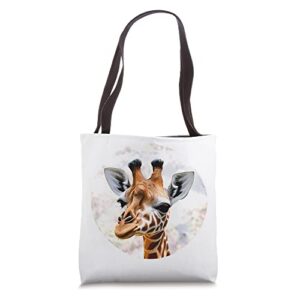 cute baby giraffe face for giraffes lovers tote bag