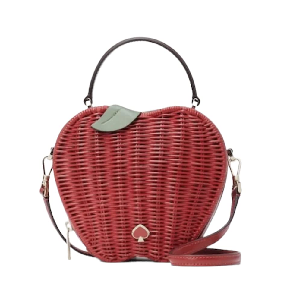 Kate Spade Honeycrisp Apple Red Wicker Basket Crossbody Bag Handbag Novelty