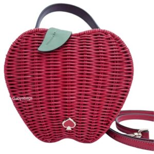 Kate Spade Honeycrisp Apple Red Wicker Basket Crossbody Bag Handbag Novelty