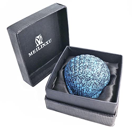 M MEILINXU Unique Small Keepsake Urn for Human Ashes - Mini Cremation Urns for Ashes - Fits a Small Amount of Cremated Remains - Display at Home or Office Decor (Blue Shell Shape - Made of Brass