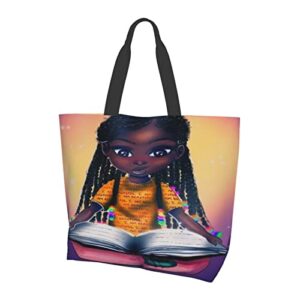 ihdabgdm african girl tote bag shopping bag shoulder bag black african girl magic shoulder bag shopping, work, groceries, gym