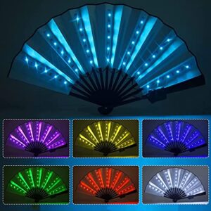 latrovale folding fan led fan light up hand fan stage performance show glowing light up birthday party gift wedding home decor night club fluorescent props fan