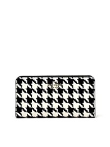 kate spade darcy large slim bifold wallet houndstooth in black multi