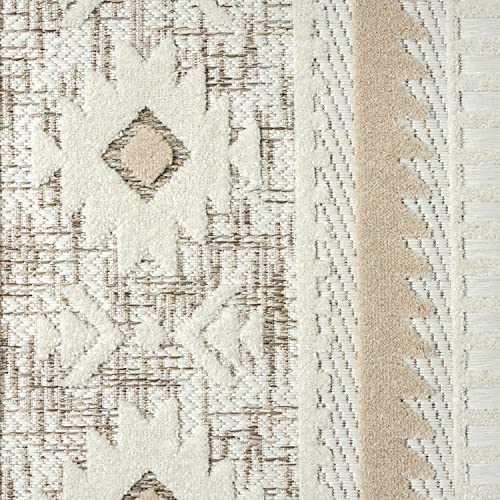 Abani Area Rugs - Modern Tribal Pattern - Cream Rug for Living Room, Bedroom, Dining Room - Indoor/Outdoor - Easy to Clean - Non-Shedding - 8' x 10'