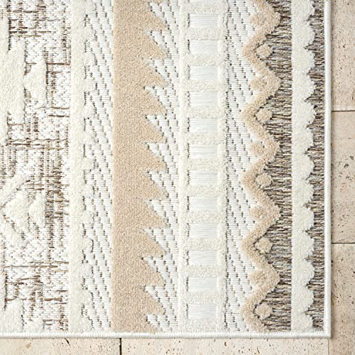 Abani Area Rugs - Modern Tribal Pattern - Cream Rug for Living Room, Bedroom, Dining Room - Indoor/Outdoor - Easy to Clean - Non-Shedding - 8' x 10'