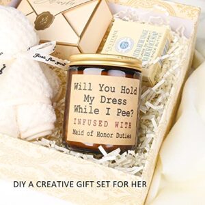 Gifts for Women Friends, Bridesmaid Proposal Gifts for Women Maid of Honor Best Friends, Bridal Gifts for Wedding Bachelorette Party, Soy Wax Vanilla Scent