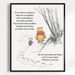 winnie pooh art print – nursery wall decor – a. a. milne quote classic poster – if ever there is a tomorrow – boys girls’ bedroom decor – encouragement gift – unframed print (8″x10″)