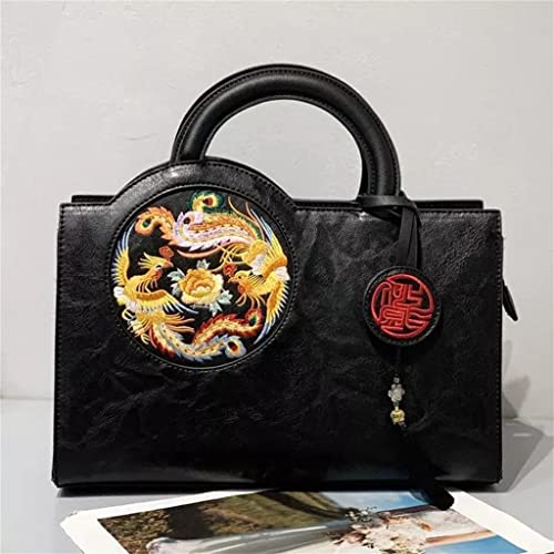 WYKDD Winter Women's Tote Bag Chinese Style Retro Handbag Large Capacity Women's Shoulder Bag (Color : D, Size : 32(L)*24(H)*14(W) cm)