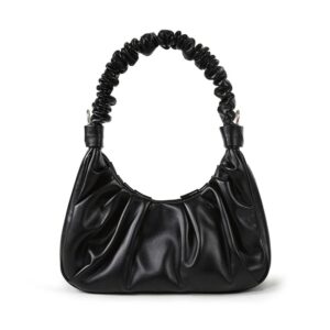 classic shoulder bags for women cute hobo tote mini leather handbag clutch purse lightweight (black)