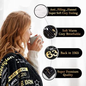 Happy 60th Birthday Gifts for Men Women Blanket 1963 60th Birthday Anniversary Weeding Decorations Turning 60 Year Old Bday Gift Idea for Husband Wife Dad Mom Back in 1963 Throw Blanket 60Lx50W Inch