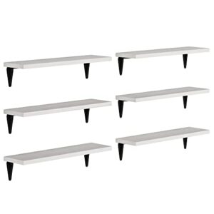 shelfin mona 17″ white floating shelves for storage wall bookshelf living room office supplies & kitchen organizer bedroom shelves set of 6