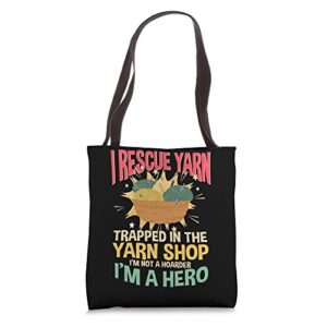 i rescue yarn knitting knitter crocheting crocheter tote bag