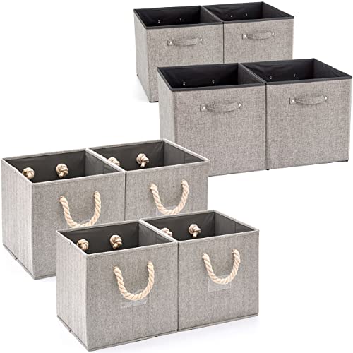 EZOWare Set of 8 Large Folding Storage Baskets, Collapsible Fabric Organizer Cubes Bin Boxes Set with Handles for Baby Kids Toy Nursery Room Home Closet Drawer