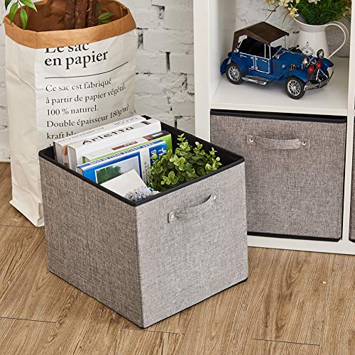 EZOWare Set of 8 Large Folding Storage Baskets, Collapsible Fabric Organizer Cubes Bin Boxes Set with Handles for Baby Kids Toy Nursery Room Home Closet Drawer