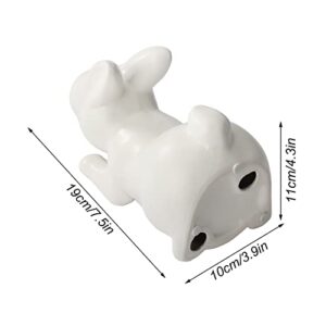 BestAlice 2 Pcs Rabbit Bookends, Bunny Book Ends for Shelves, Ceramic Animal Figurine Book Ends Stands Shelves Organizer, Heavy Duty Bookends to Hold Books, White Rabbit Home Decor