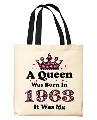 60th Birthday Decorations For Men A Queen Was Born In 1963 It Was Me Black Handle Canvas Tote Bag