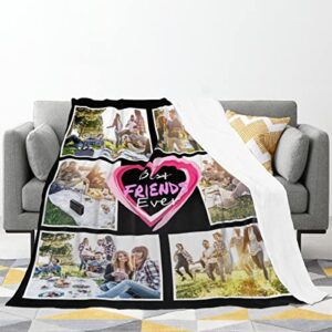 Personalised Photo Blanket | Personalised Picture Collage Fleece Throw | Love Hearts Design 12 Photo Custom Blanket | Family Blanket Photo Gift with 6 Photo Collage