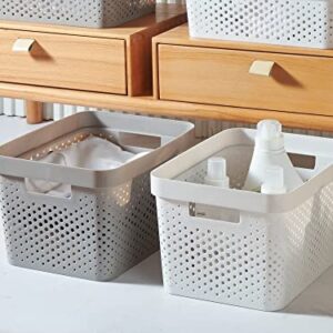 HANAMYA Lidded Storage Bin Organizer | Storage Organizing Container, 16 Liter, Set of 4, White