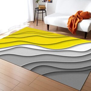 large indoor area rugs,modern runner rug for living room yellow grey gradient abstract art modern geometric non-slip accent throw rug carpet kitchen floor mat for bedroom nursery