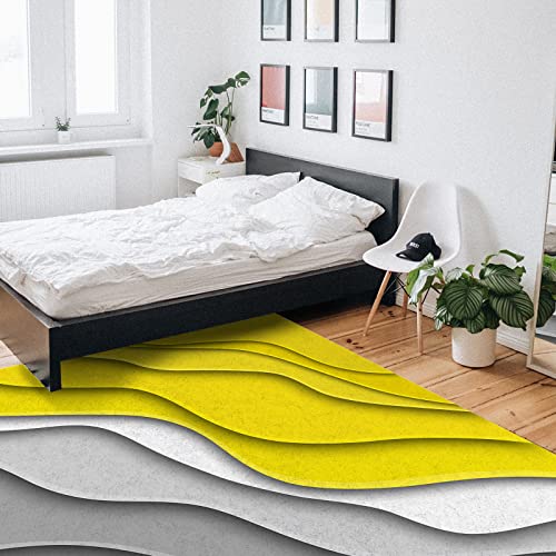 Large Indoor Area Rugs,Modern Runner Rug for Living Room Yellow Grey Gradient Abstract Art Modern Geometric Non-Slip Accent Throw Rug Carpet Kitchen Floor Mat for Bedroom Nursery