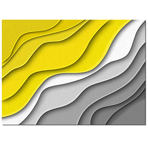 Large Indoor Area Rugs,Modern Runner Rug for Living Room Yellow Grey Gradient Abstract Art Modern Geometric Non-Slip Accent Throw Rug Carpet Kitchen Floor Mat for Bedroom Nursery