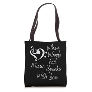 feelings are music heart musical notes teen girl women tote bag