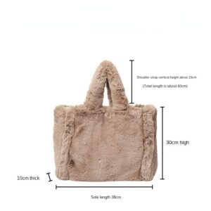 Plush Tote Bag Y2K Women Aesthetic Fuzzy Underarm Bag Furry Warm Winter Shoulder Bag Trendy Accessories (Black)