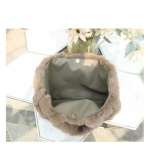 Plush Tote Bag Y2K Women Aesthetic Fuzzy Underarm Bag Furry Warm Winter Shoulder Bag Trendy Accessories (Black)