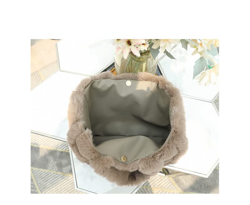 Plush Tote Bag Y2K Women Aesthetic Fuzzy Underarm Bag Furry Warm Winter Shoulder Bag Trendy Accessories (Black)