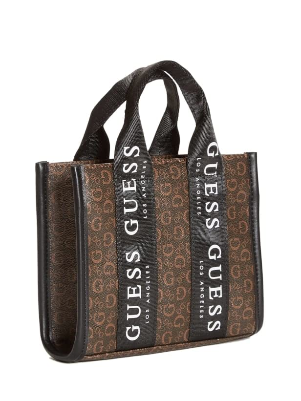 GUESS Factory Women's Logo Mini Tote Crossbody Handbags Brown