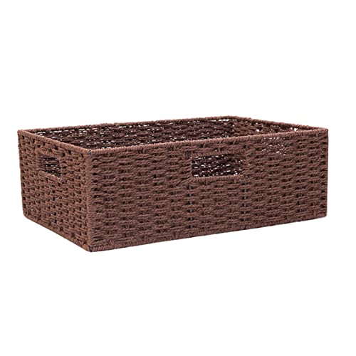 Housoutil Decorative Bins Tote Hand Pantry Country Shelf Living Organizer Room Rectangular Multifunctional Weave Cloth Style Nesting Picnic Sundries Seagrass Home Basket with Container Made