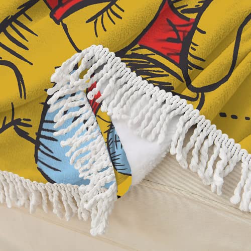 Cute Blanket Flannel Fleece Throw Blankets Fringed Blankets Soft for Bedding Sofa and Travel 50"X60"