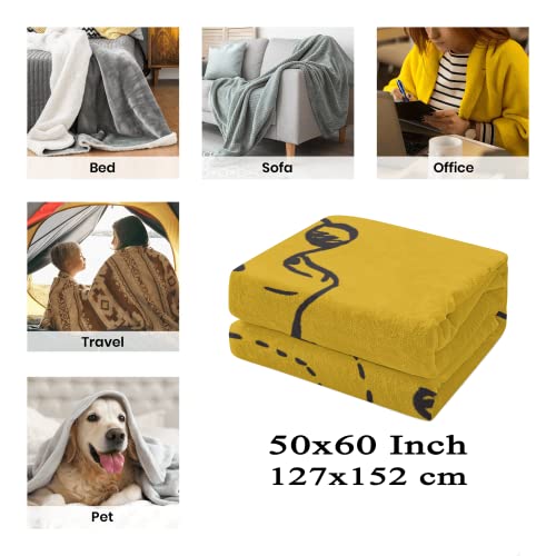 Cute Blanket Flannel Fleece Throw Blankets Fringed Blankets Soft for Bedding Sofa and Travel 50"X60"