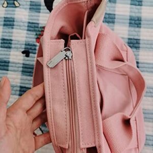 Canvas Tote Bag Women Small Mini Tote Bag Zipper Satchel Crossbody Shoulder Handbags Purse Pink