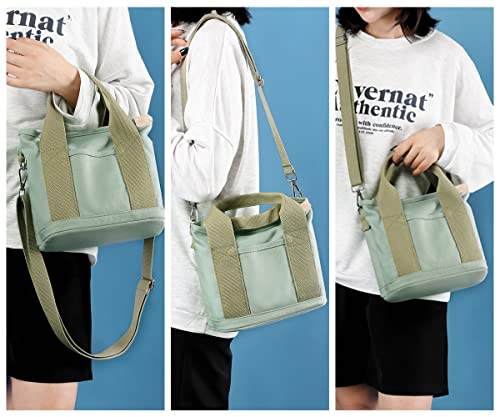 Canvas Tote Bag Women Small Mini Tote Bag Zipper Satchel Crossbody Shoulder Handbags Purse Pink