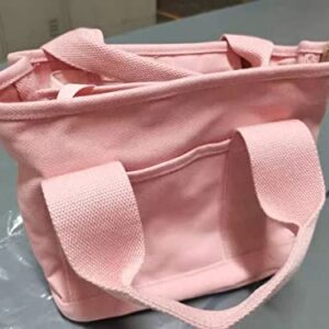 Canvas Tote Bag Women Small Mini Tote Bag Zipper Satchel Crossbody Shoulder Handbags Purse Pink