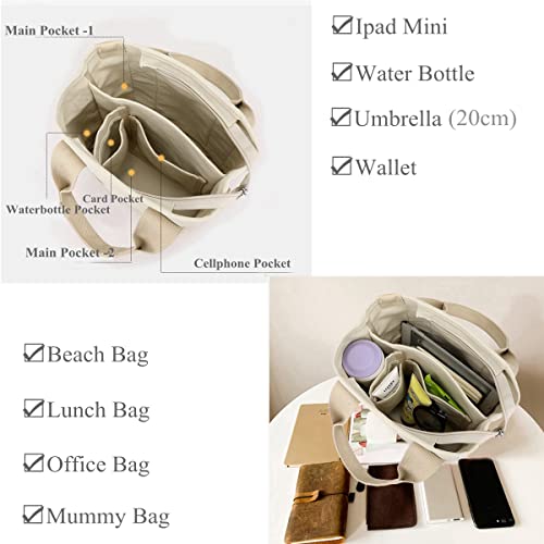 Canvas Tote Bag Women Small Mini Tote Bag Zipper Satchel Crossbody Shoulder Handbags Purse Pink