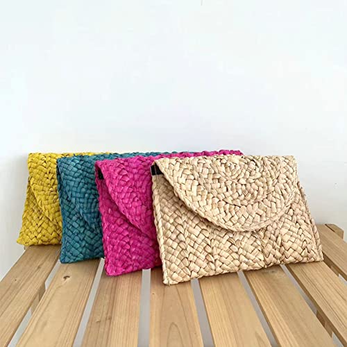 Solyinne Womens Woven Straw Clutch Bags Straw Bag Satchel Purses Shoulder Bag Woven Envelope Wallet Summer Evening Bags