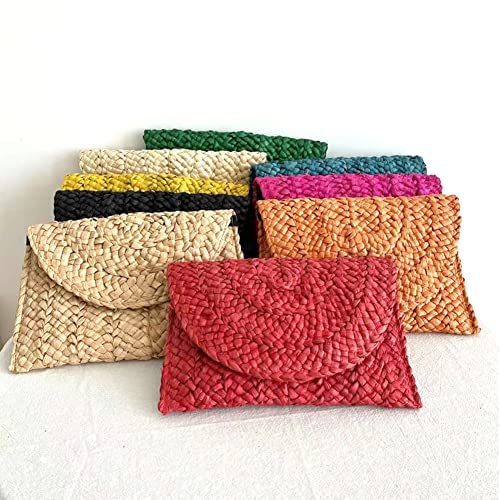 Solyinne Womens Woven Straw Clutch Bags Straw Bag Satchel Purses Shoulder Bag Woven Envelope Wallet Summer Evening Bags