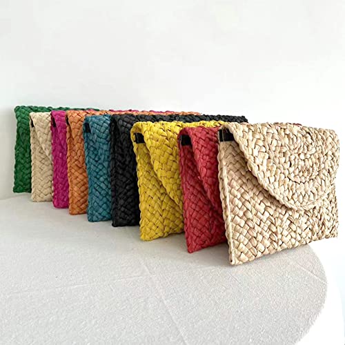 Solyinne Womens Woven Straw Clutch Bags Straw Bag Satchel Purses Shoulder Bag Woven Envelope Wallet Summer Evening Bags