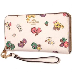 coach (c9957 long zip around wallet in spaced floral field print chalk multi