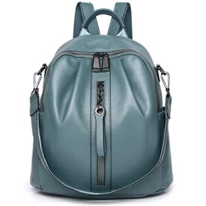 wesccimo genuine leather backpack purse for women blue real soft leather convertible casual daypack backpack