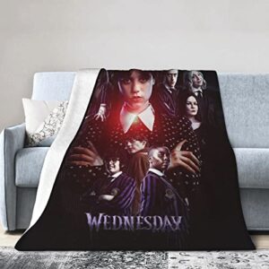 wednesday movie ultra-soft micro fleece blanket 3d fashion print all season couch sofa warm bed throw blanket perfect for kids adults family birthday gift 40″x30″